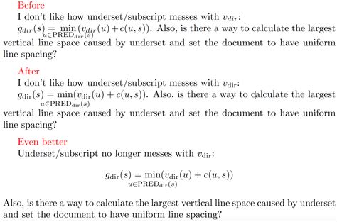 Math Mode Formatting Maximum Vertical Spacing Of Underset And Finding