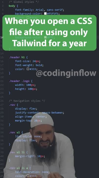 Coding In Flow On Linkedin When You Open A Css File After Using Only Tailwind For A Month