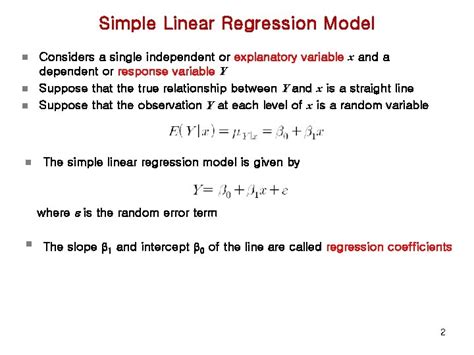 Simple Linear Regression 1 Simple Linear Regression Model