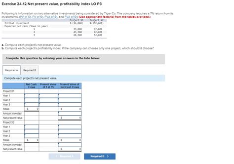 Solved Exercise 24 12 Net Present Value Profitability Index Chegg Com