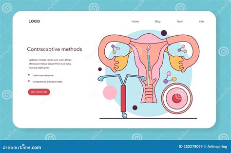 Female Contraception Web Banner Or Landing Page Iud Intrauterine