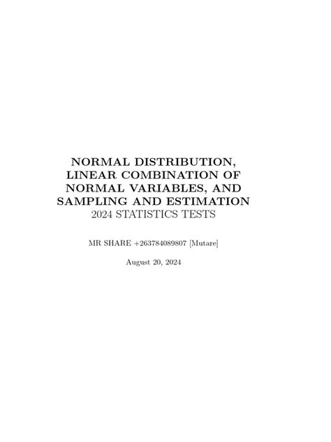 Normal Distribution Sampling And Estimation And Linear Combination Of Normal Variables Pdf