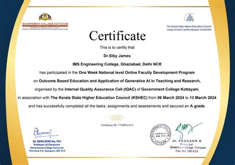 Drsiby James On Linkedin Fdp On Obe And Generative Ai In Teaching And Research