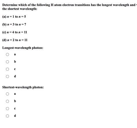 Solved Determine Which Of The Following H Atom Electron