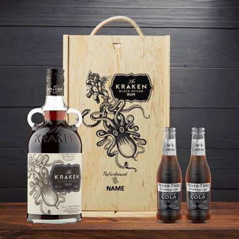 Personalised Kraken Black Spiced Rum T Box With Fever Tree Cola 7