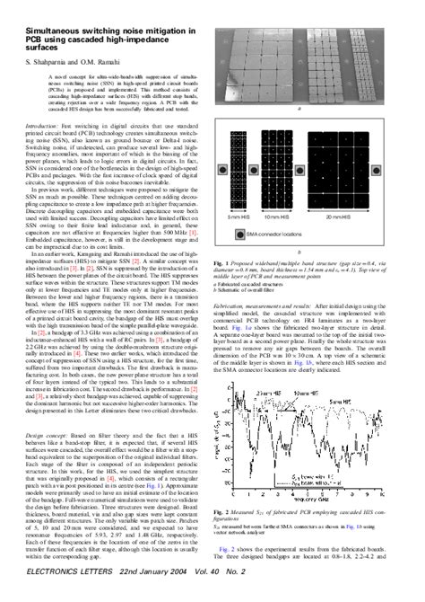 Pdf Simultaneous Switching Noise Mitigation In Pcb Using Cascaded High Impedance Surfaces