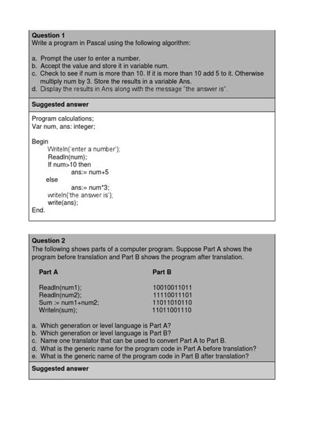 Pascal Programming Questions And Answers Pdf Computer Program