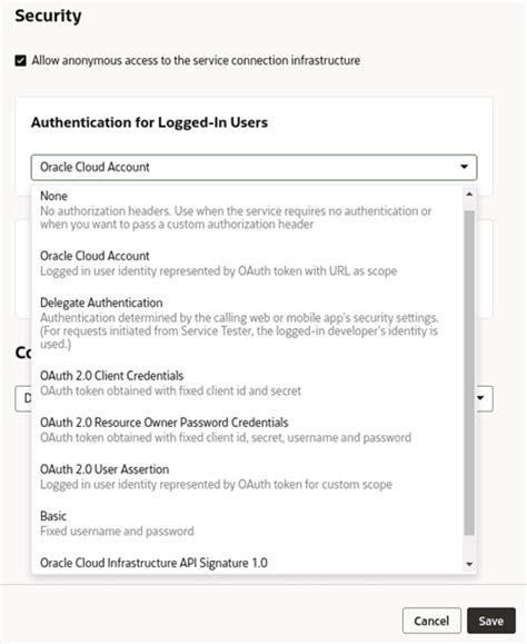 Edit Authentication For A Backend Service