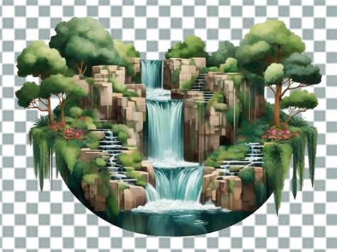 Vector Realistic Waterfall And Rocks Png Premium Ai Generated Psd