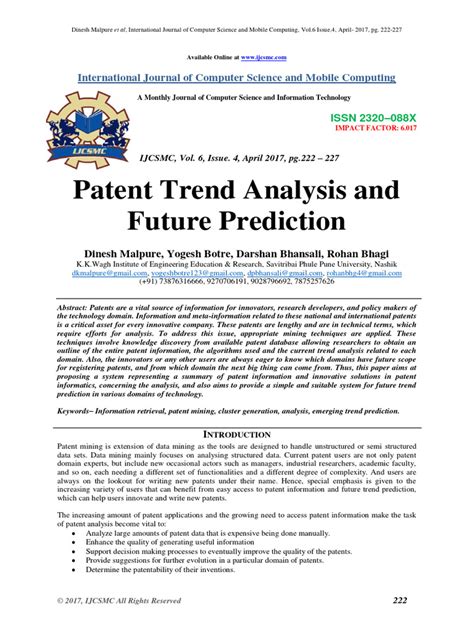 Patent Trend Analysis And Future Prediction Pdf Cluster Analysis Patent