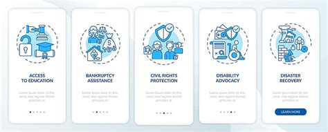 Onboarding Screen Of Legal Services Mobile App Featuring Conceptual Designs Vector Infographic