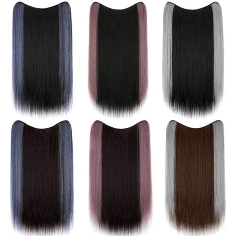 자연 합성 확장 긴 그라디언트 스트레이트 헤어 클립 한 조각 5 클립 여성 내열성 Hairpieces 가발 Aliexpress