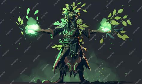 Premium Photo Character Of Mystical Druid Wearing Nature Inspired