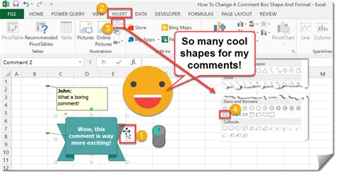 How To Change A Comment Box Shape And Format How To Excel