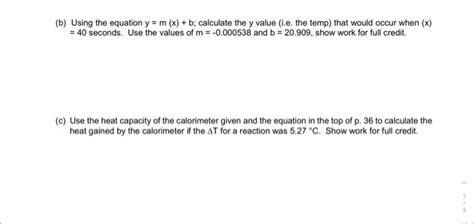solved b using the equation y m x b calculate the y