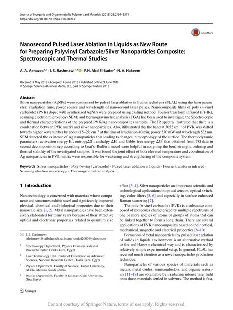 Nanosecond Pulsed Laser Ablation In Liquids As New Route For Preparing Polyvinyl Carbazole