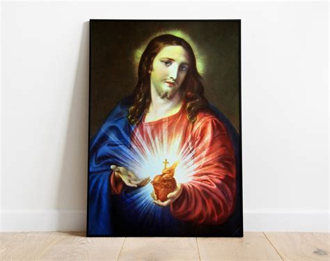 Sacred Heart Of Jesus Print Jesus Christ Poster Jesus Painting Jesus