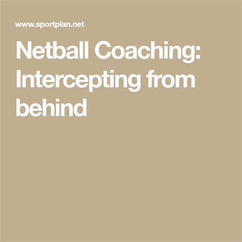 Netball Coaching Intercepting From Behind Netball Coaching Drill