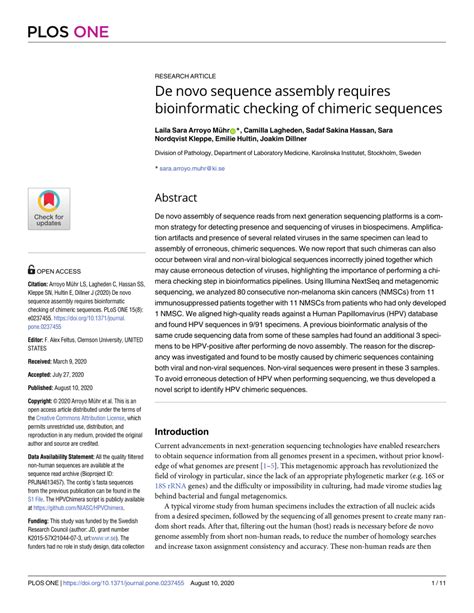 Pdf De Novo Sequence Assembly Requires Bioinformatic Checking Of Chimeric Sequences