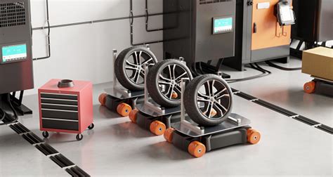 자동차 조립 라인에 Agv에 Cires의 3d 렌더링 타이어에 대한 스톡 사진 및 기타 이미지 타이어 프랑스 알스톰 열차 공장 산업 건물 Istock