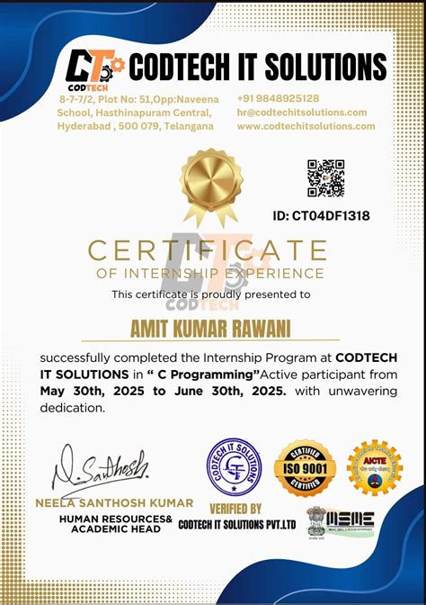 Internship Certificate Cprogramming Codtech Learningbydoing