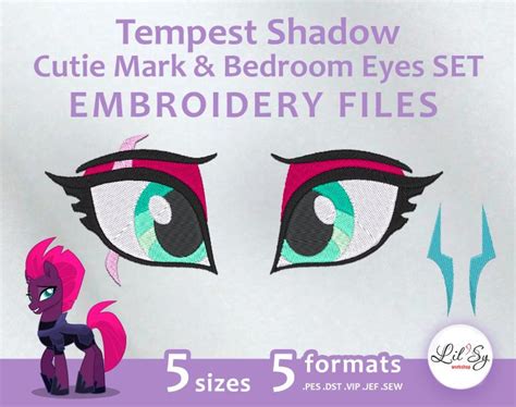 Tempest Shadow Cutie Mark And Bedroom Eyes Set Embroidery Machine Design