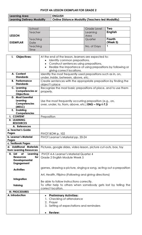 Sample Lesson Exemplar Grade 1 Teacher Jeeb Youtube