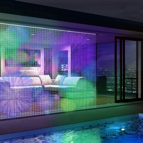 Flexible LED Grid Mesh Pixel Lights Outdoor Screen Advertisi Transparent Glass Soft Display