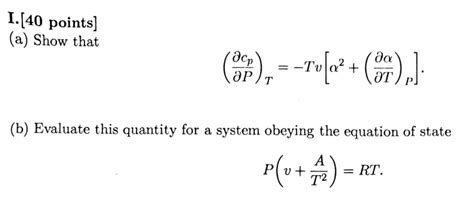 Solved A Show That Partial Differential Cp Partial Chegg