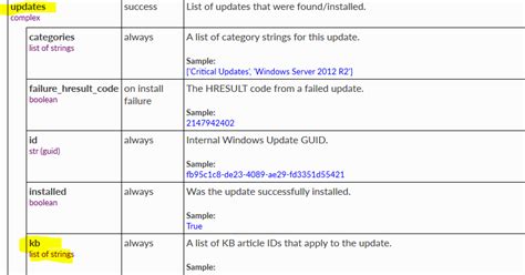 print the string kb from windows updates ansible project ansible