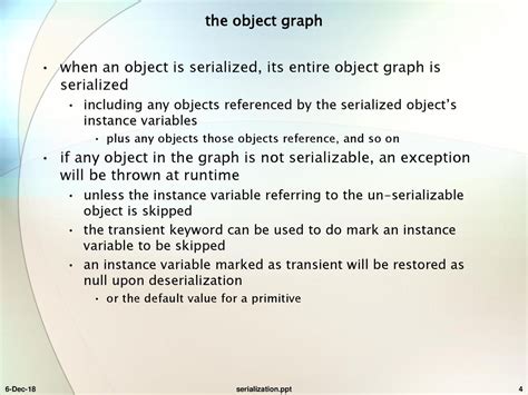 Serialization And Deserialization Bullet Points From Head First Java