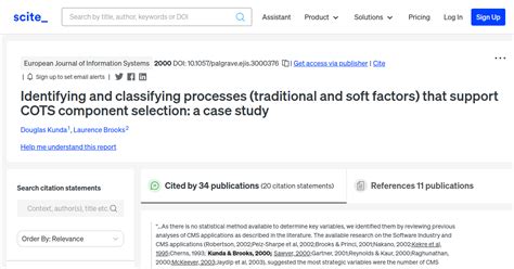Identifying And Classifying Processes Traditional And Soft Factors That Support Cots Component
