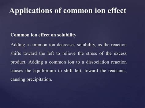 Common Ion Effect Pptx Chemistry Science
