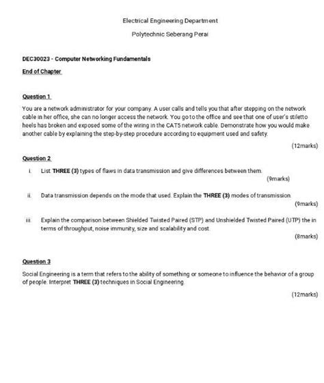 Solved Electrical Engineering Department Polytechnic Chegg Com