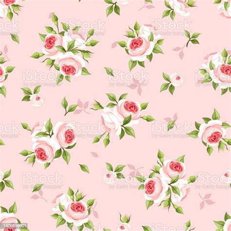분홍색 장미와 함께 매끄러운 꽃 무늬 벡터 일러스트 레이 션 잉글랜드 문화에 대한 스톡 벡터 아트 및 기타 이미지 잉글랜드 문화 꽃 식물 꽃무늬 Istock
