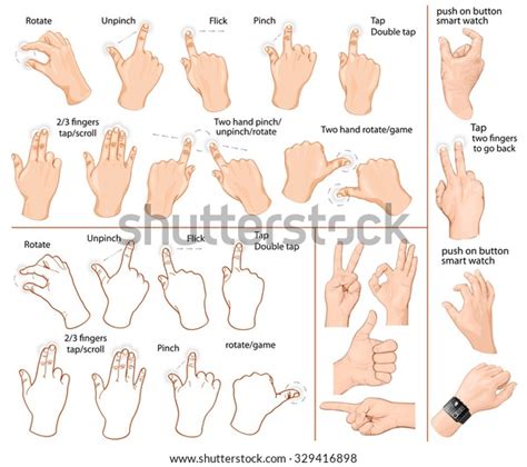 Collection Multi Touch Gestures Tablets Smart Stock Vector Royalty Free Shutterstock