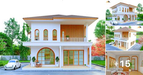 บ้าน Modern Minimal 2 ชั้น ประตูหน้าต่างทรงโค้ง สวยน่ารักเข้ากัน