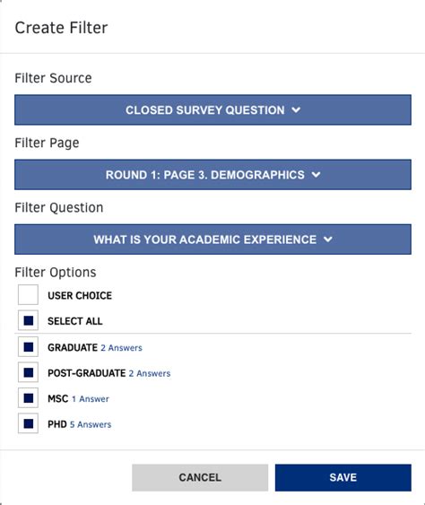 Setting Up Statistics Filtering For Participants « Welphi Support