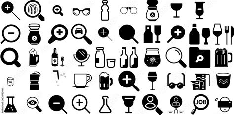 Big Set Of Glass Icons Bundle Isolated Vector Elements Traceability