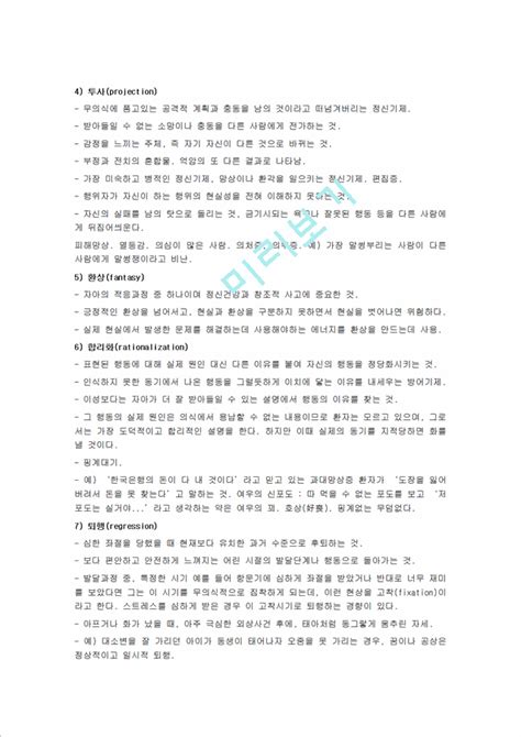 인간행동과사회환경 프로이드의 `방어기제`에 대해 그 개념 및 종류와 예시를 간단하게 정리하고4인문사회레포트