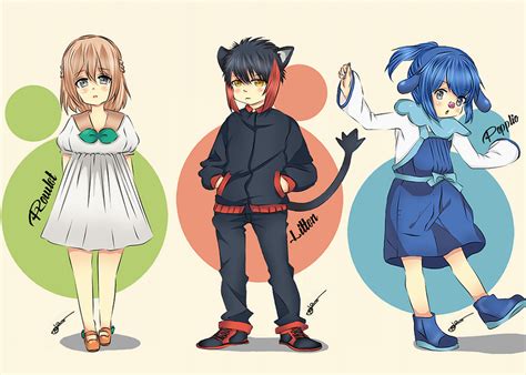 Rowlet Litten And Popplio Gijinka By Nirvna Chan On DeviantArt