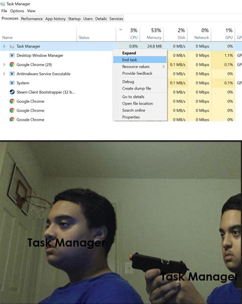 Task Manager Was Killed By Task Manager R Memes