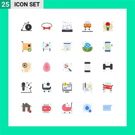 25 Thematic Vector Flat Colors And Editable Symbols Of Microphone Device Factory Future Car