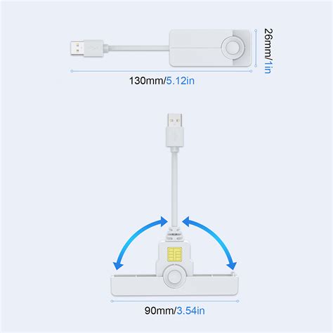 USB Type C Bank Chip Card Reader Portable Foldable For Windows Mac