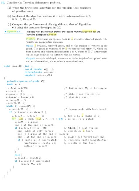 Solved 10 Consider The Traveling Salesperson Problem A