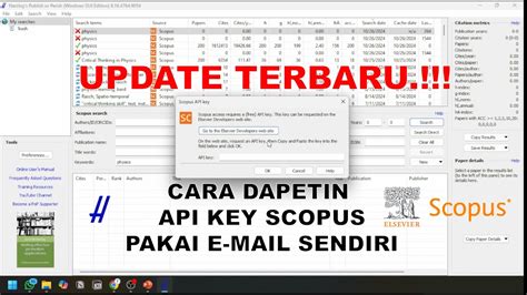 Tutorial Lengkap Cara Mudah Masukkan Scopus Api Key Di Publish Or Perish Update Terbaru