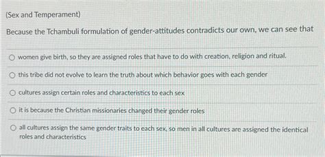 solved sex and temperament because the tchambuli