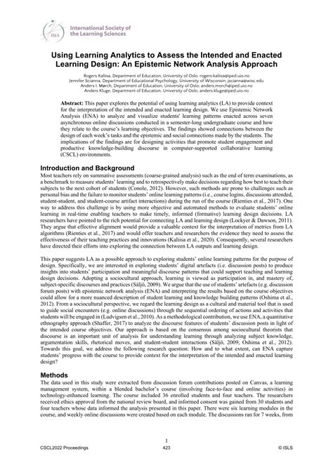 pdf using learning analytics to assess the intended and enacted