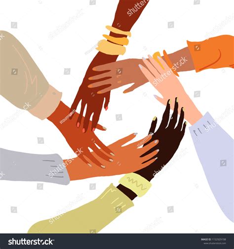 Illustration Peoples Hands Different Skin Color Stock Vector Royalty Free 1152929198