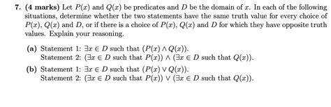 Solved Marks Let P X And Q X Be Predicates And D Be Chegg Com